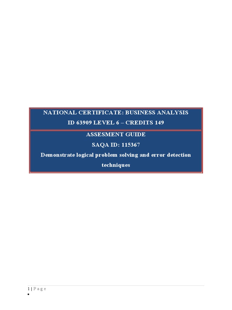 SAQA - 115367 - Assessment Guide | PDF | Educational Assessment | Cognition