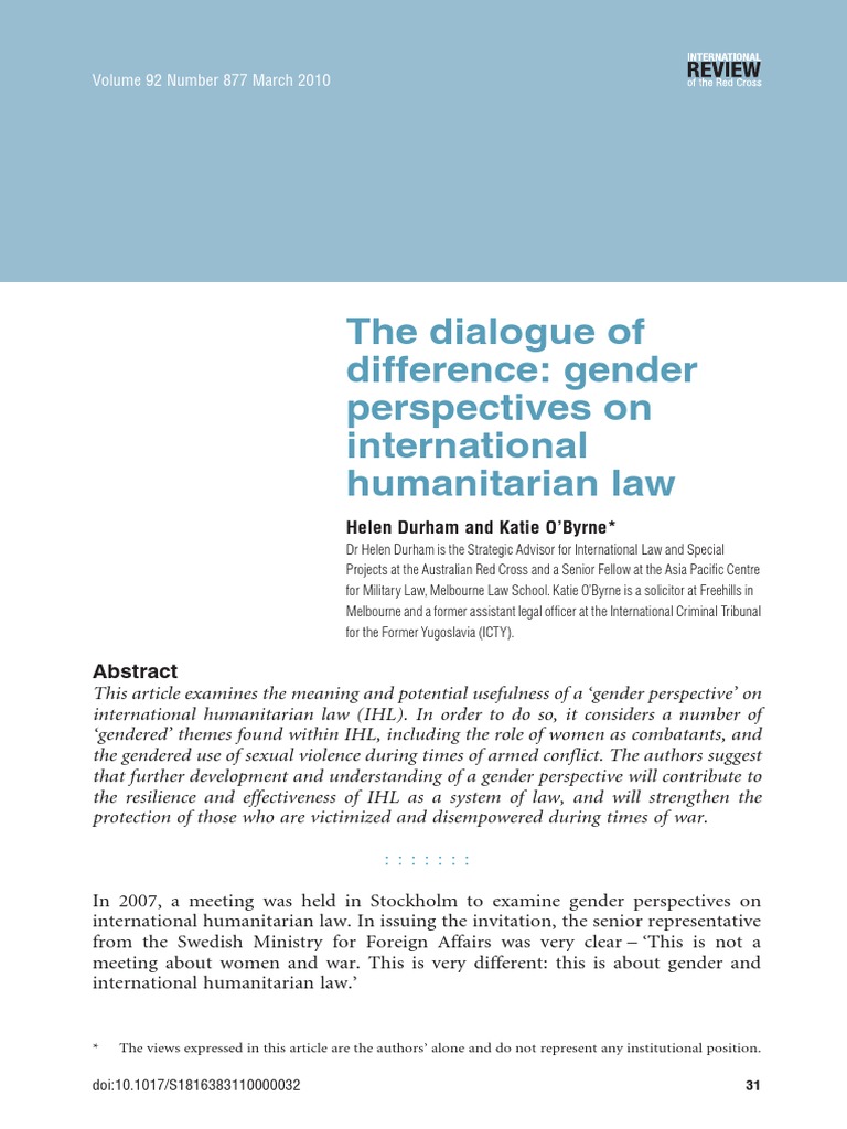 Irrc 877 Durham Obyrne | PDF | International Humanitarian Law | Gender