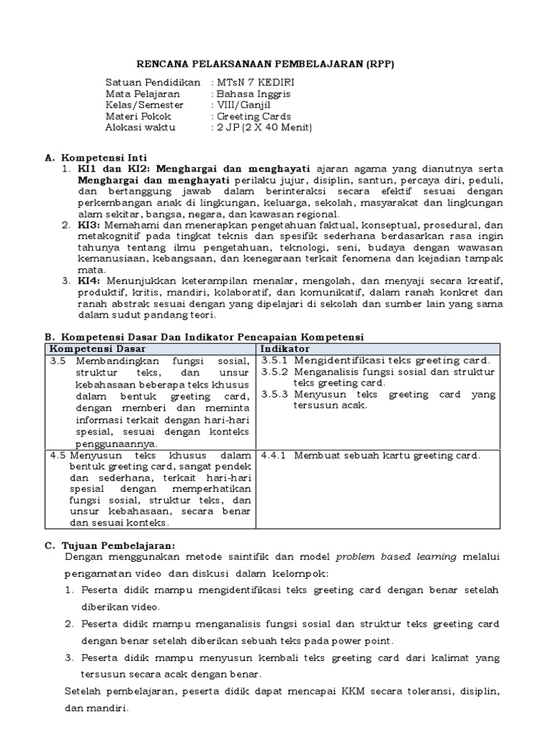 RPP PPL 1 (Septa Hendrawan Sugito) | PDF