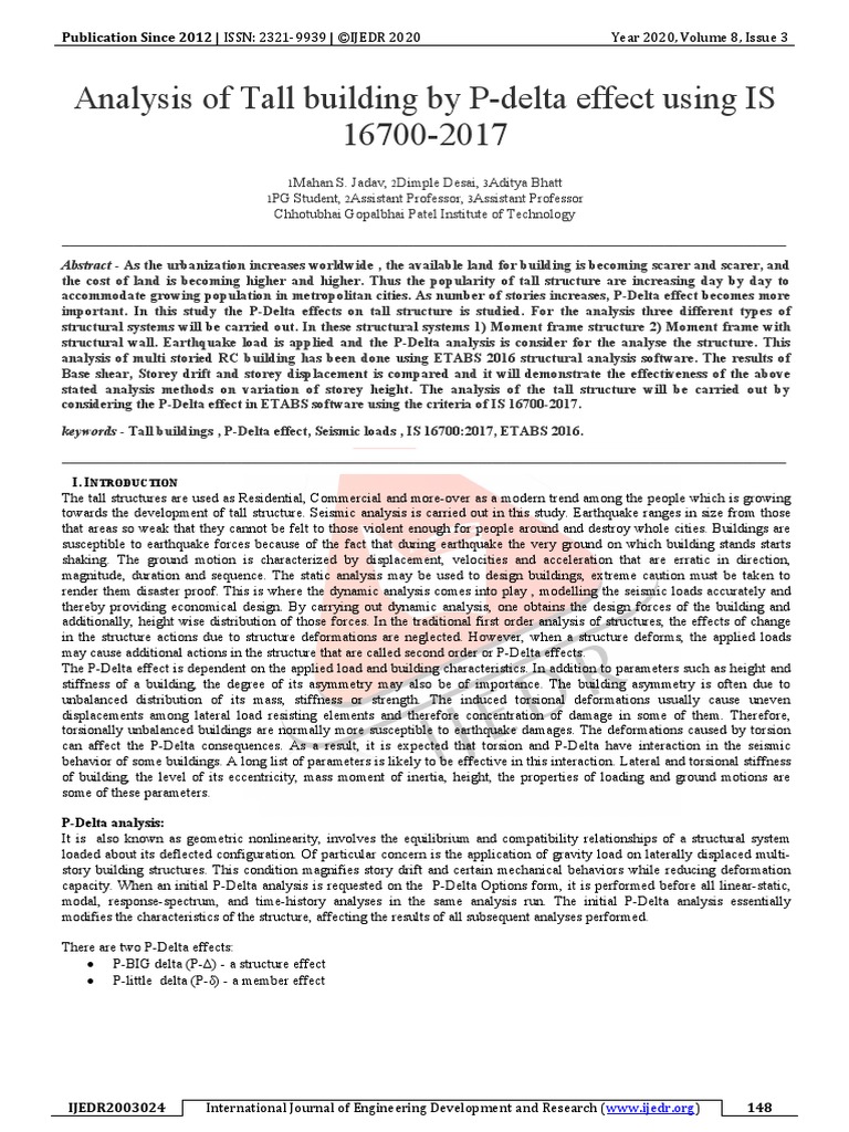 Analysis Tall Building by P-Delta Effect Using IS 16700-2017 | PDF ...
