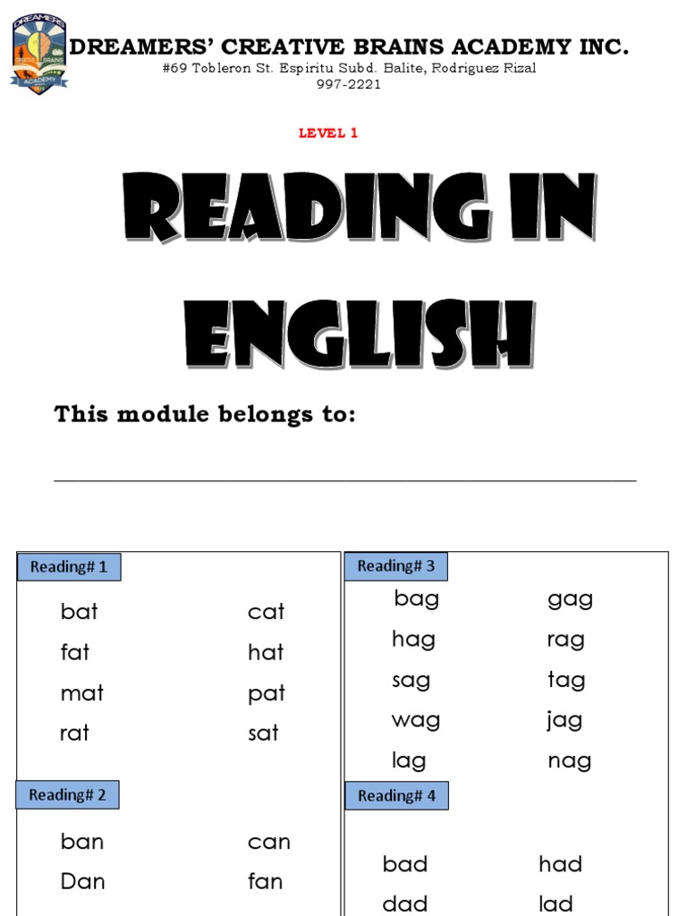 LEVEL 1 Reading in English | PDF