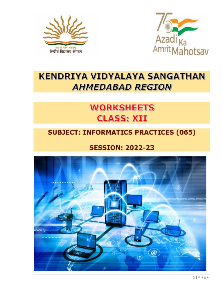 Final Copy of Class Xii Ip 2022-23-Worksheets-Amd | PDF | Array Data Structure | Computer Data