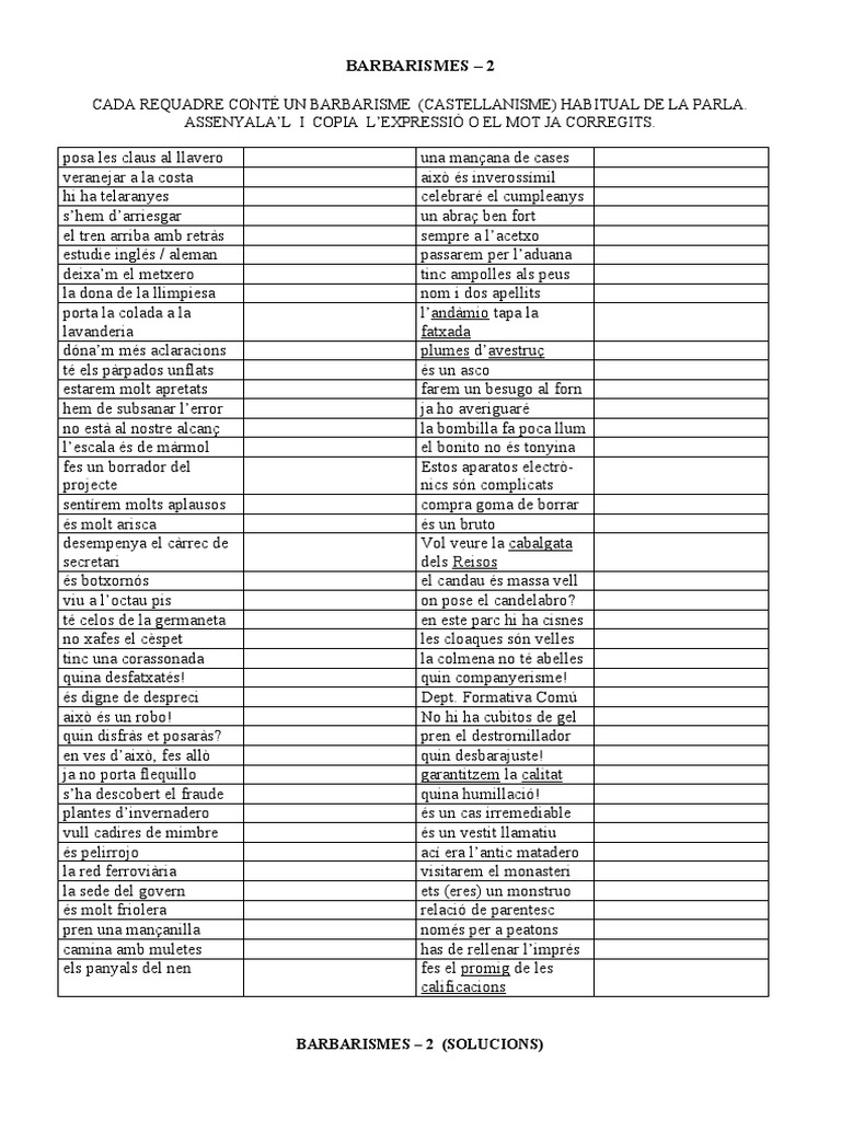 Barbarismes 02 | PDF