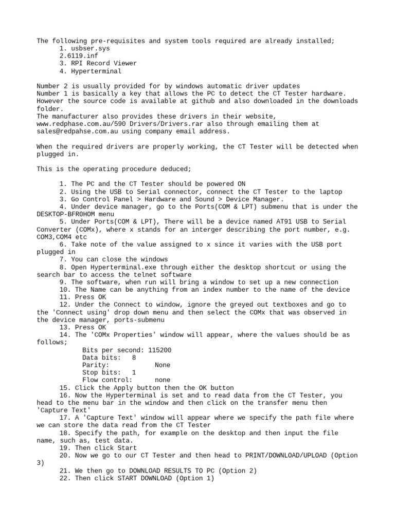 CT Analyzer Procedure | PDF | Device Driver | Computer File