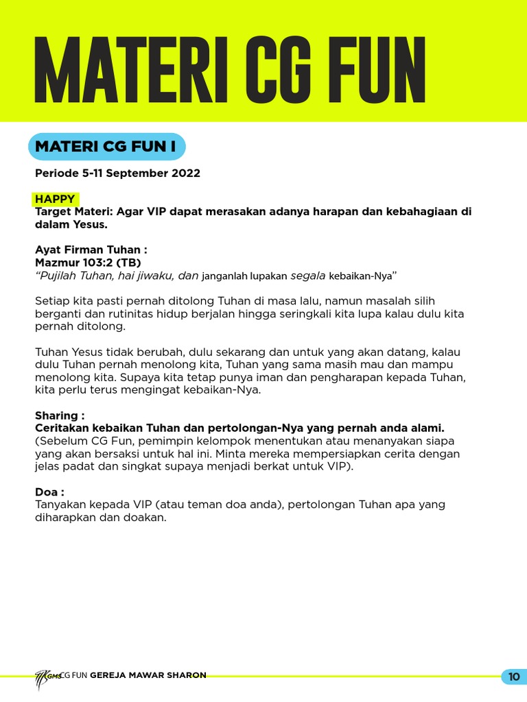 Materi CG Fun Gereja Mawar Sharon | PDF
