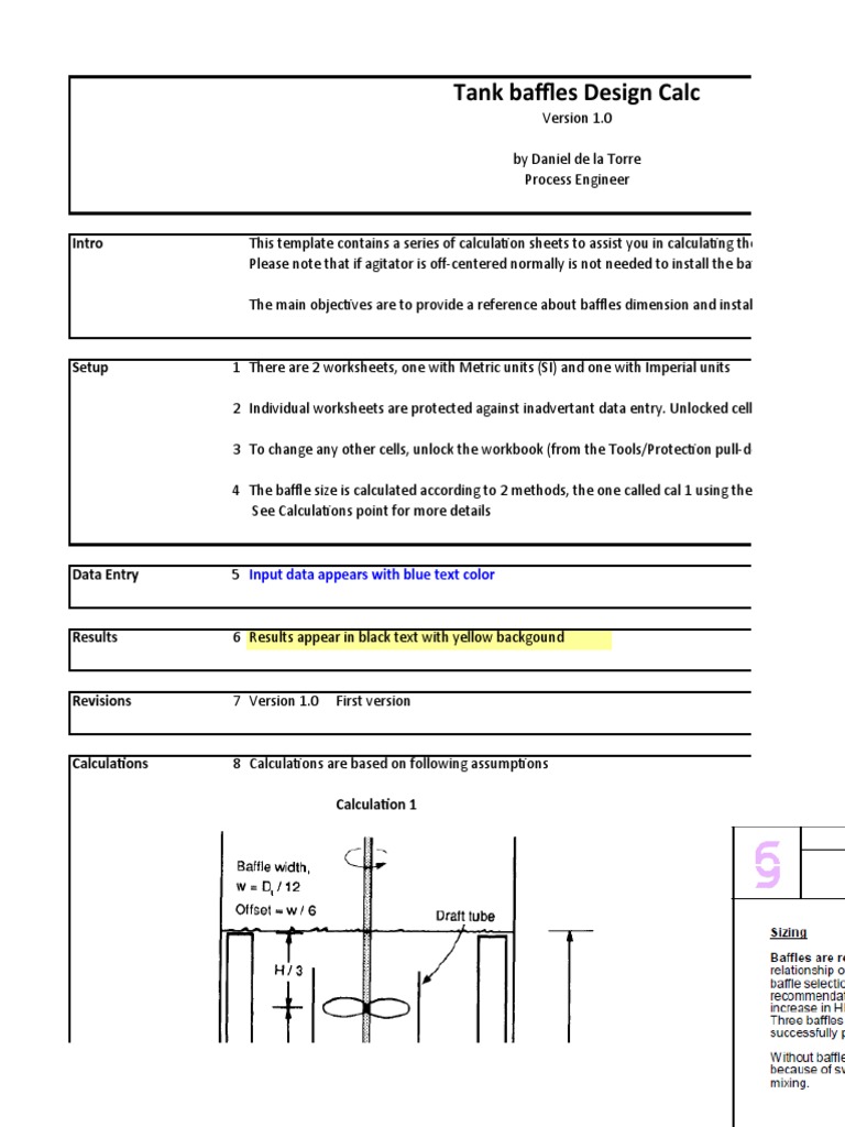 Tank Baffles Design Calc | Download Free PDF | Metrology