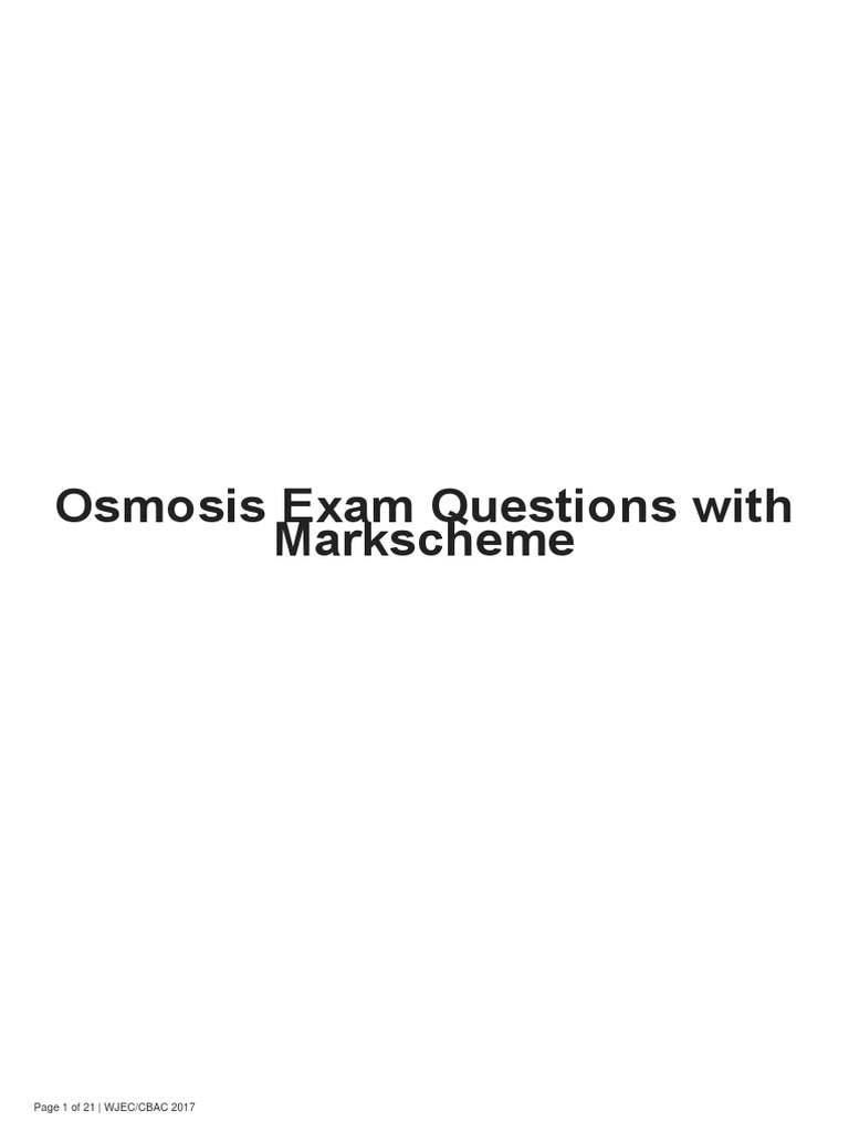 Osmosis Exam Questions and Markscheme | PDF | Vacuole | Osmosis