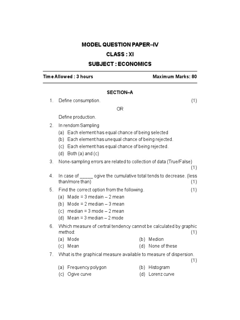 Class 11 Sample Papers Economics 2023 3 | PDF | Supply And Demand ...