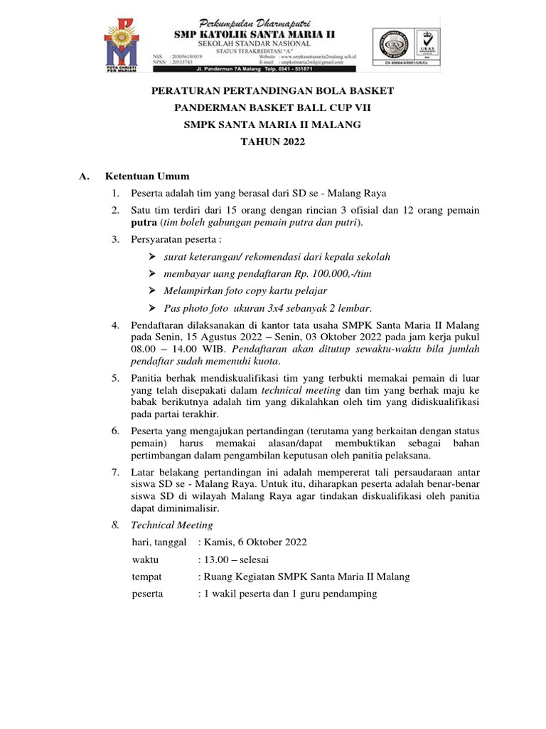 Peraturan Pertandingan Panderman Cup VII | PDF | Olahraga & Rekreasi