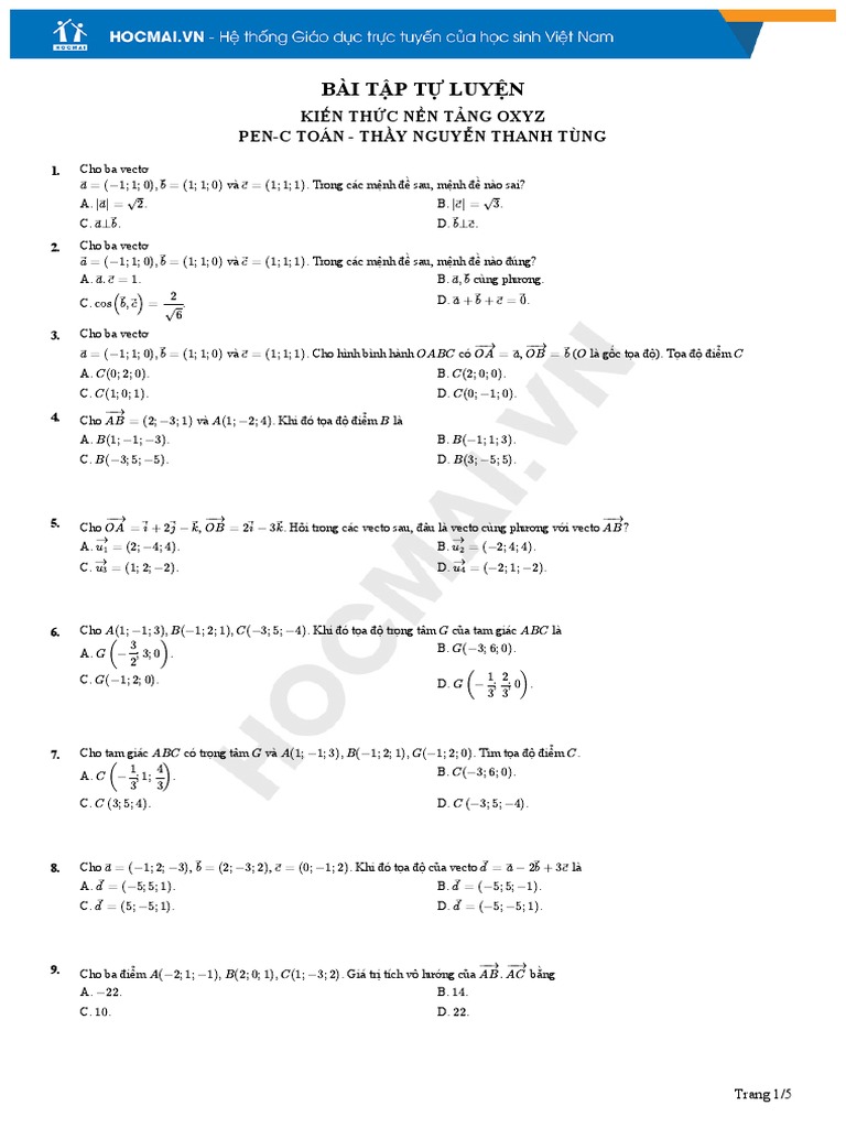 CHUYÊN ĐỀ 05 HÌNH HỌC GIẢI TÍCH OXYZ | PDF