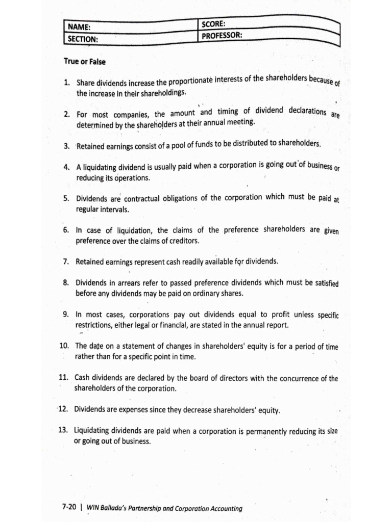 Corporation-Retained Earnings Worksheet | PDF
