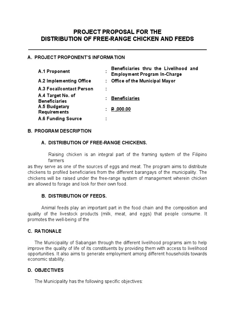 Project Proposal Distribution of Chicken | PDF | Capacity Building | Meat