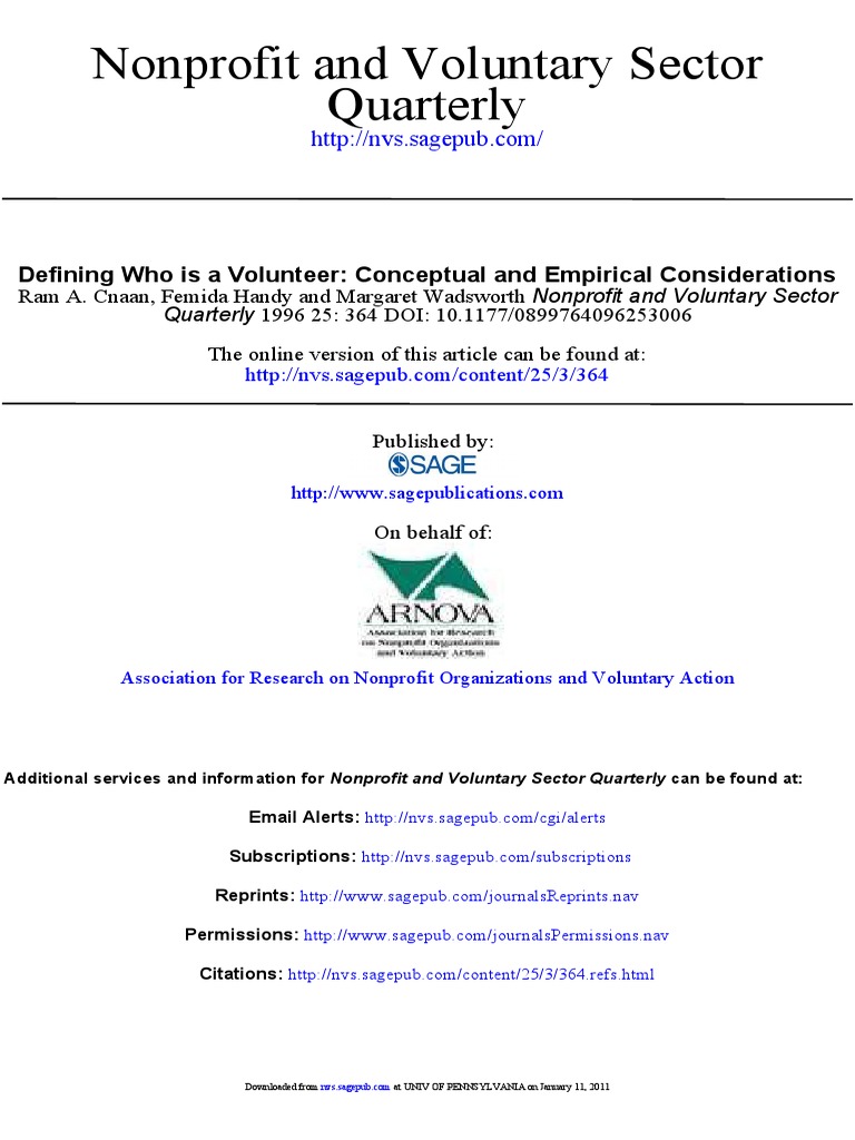 Defining Volunteerism and Volunteers | PDF | Public Sphere | Volunteering