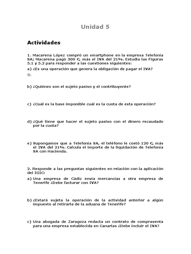 Actividades UD 5 | PDF | Factura | aduana