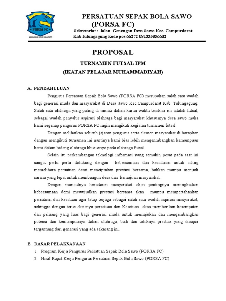 Proposal Permohonan Dana Turnamen Ipm | PDF