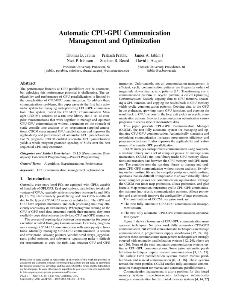 Automatic GPU-CPU Communication Management & Optimization | Download Free PDF | Pointer ...
