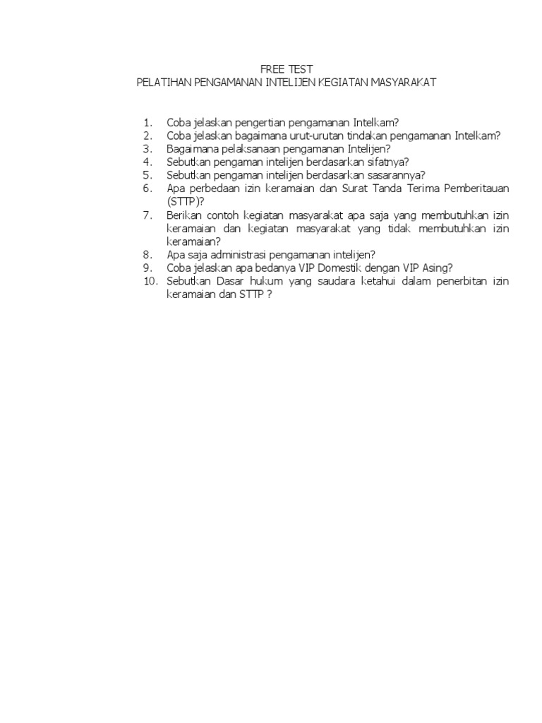 Free Test Dan Post Test | PDF