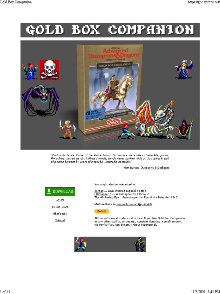 Gold Box Companion Website Info | PDF | Gaming | Role Playing Games