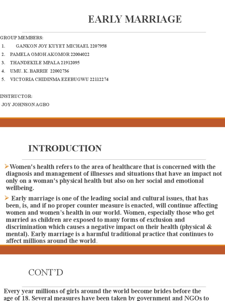 New Early Marriage Presenation | PDF | Child Marriage | Marriage