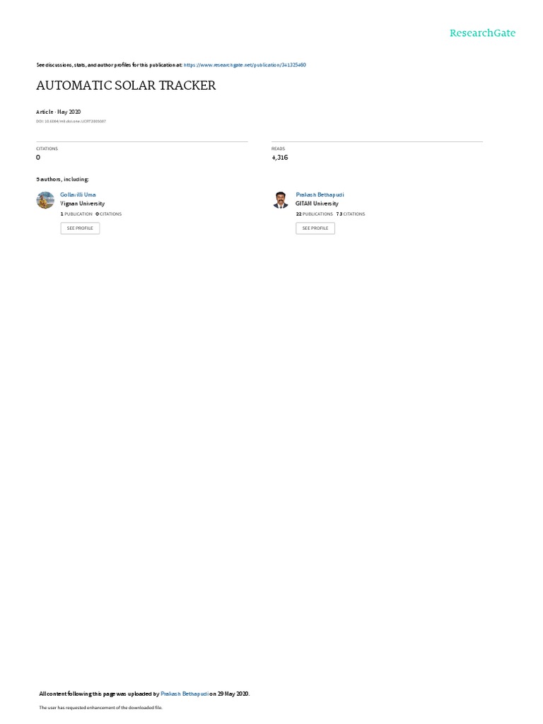 Automatic Solar Tracker | PDF | Solar Power | Photovoltaics