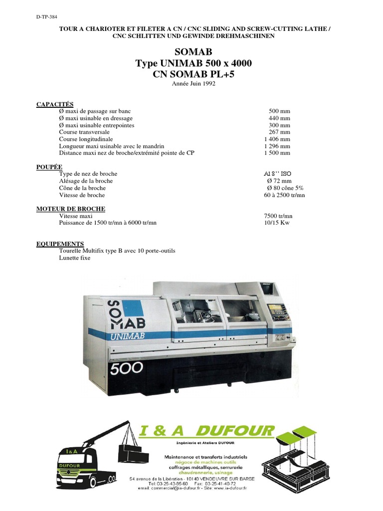 D TP 384 Somab - Unimab - 500 | PDF | Machine-outil à commande ...