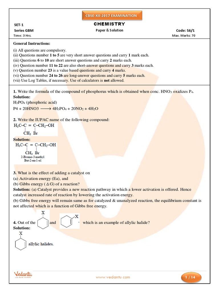 CBSE Class 12 Chemistry 2017 | PDF | Amine | Coordination Complex