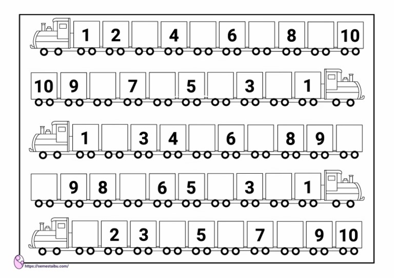 Worksheet TK Urutan Angka Missing Numbers 2 | PDF