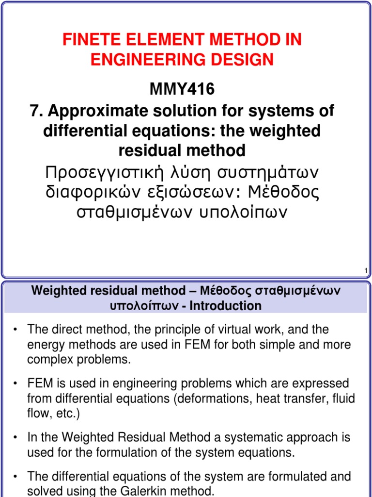 7.weighted Residual Methods Galerkin - English - 2022 | PDF | Finite Element Method | Equations