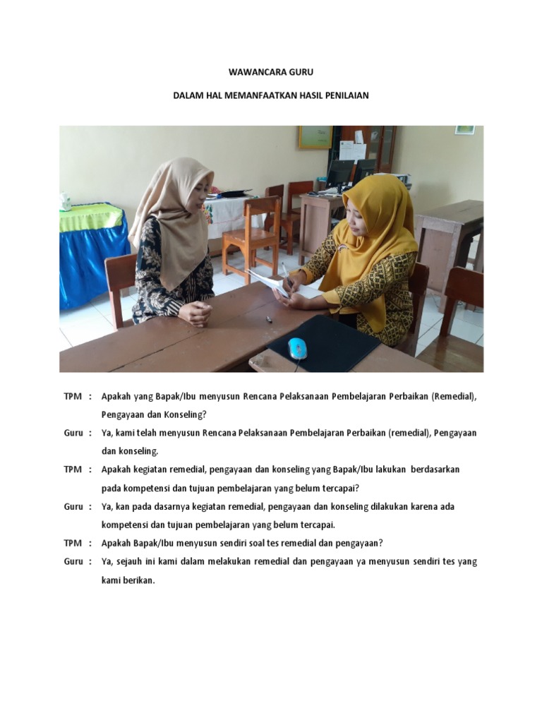 C6. Wawancara Guru Memanfaatkan Hasil Penilaian Utk Remidi (TPM DG Guru ...