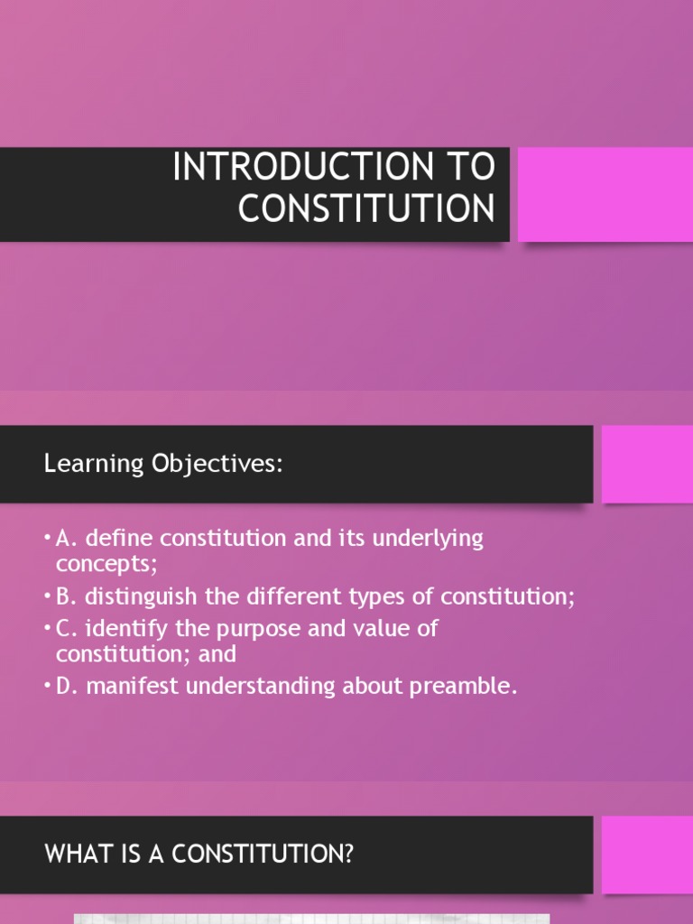 Introduction To Constitution | PDF | Constitution | Political Science