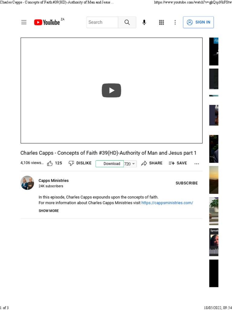 Charles Capps - Concepts of Faith #39 (HD) - Authority of Man and Jesus ...