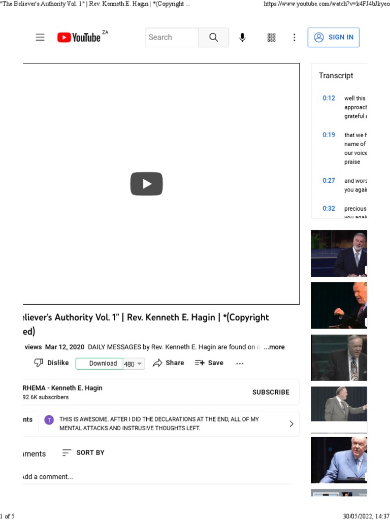 The Believer S Authority Vol 1 Rev Kenneth E Hagin Copyright