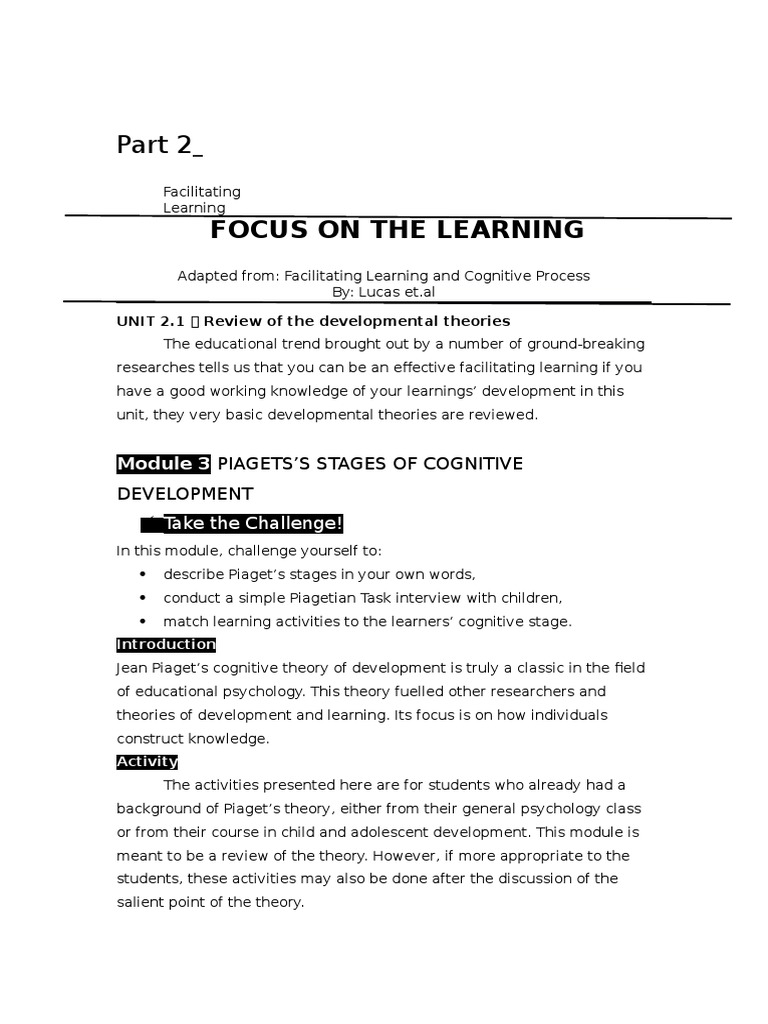 Facilitating Learning Modules 3 4 | PDF | Schema (Psychology) | Teaching Method