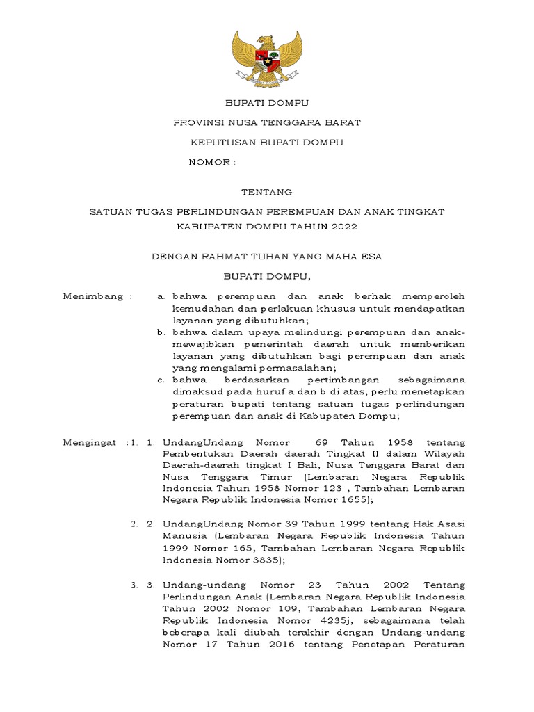 SK Satgas Ppa Bupati Dompu | PDF