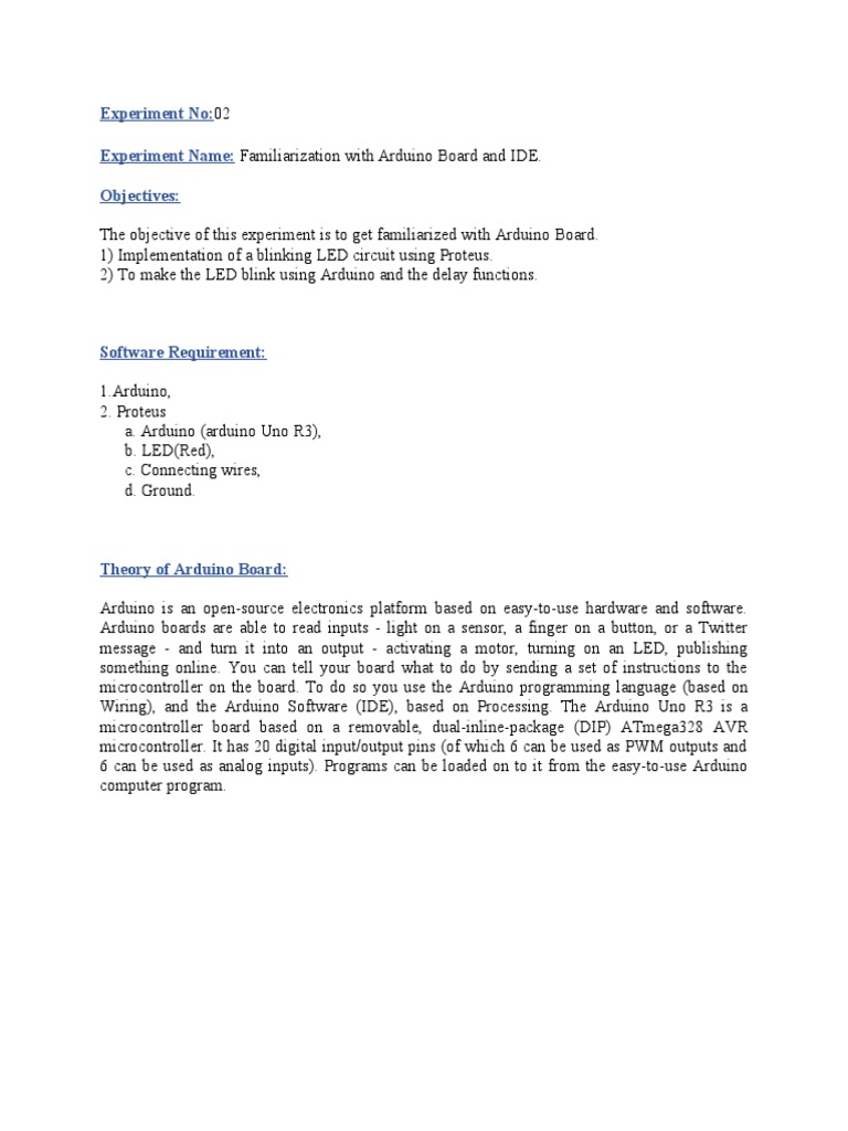 Familiarization With Arduino Board and IDE. | PDF | Arduino | Direct ...