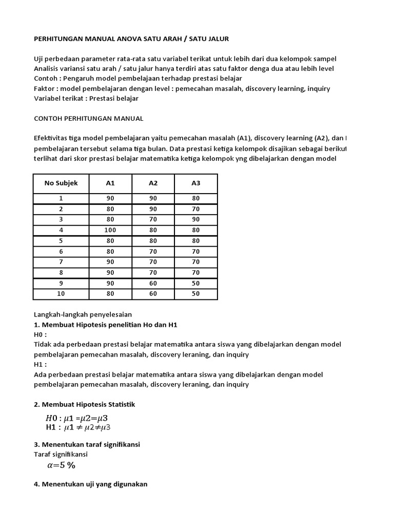 Contoh Soal Anova 1 | PDF