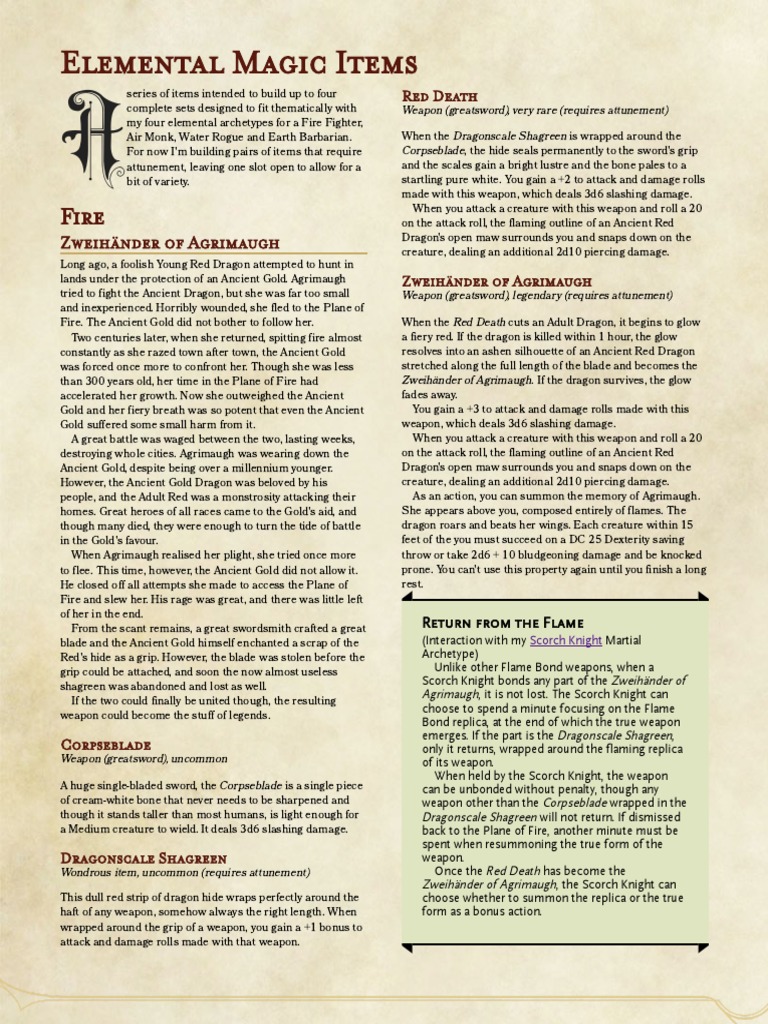 Elemental Magic Items V7 | PDF | Arrow | Bow And Arrow
