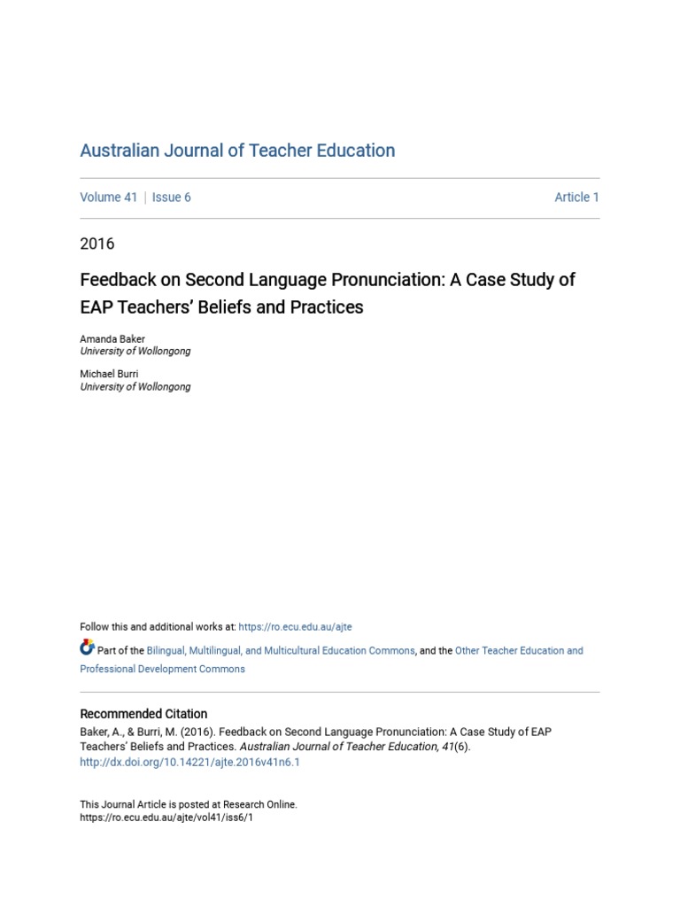 EAP Teachers' Feedback on Pronunciation | PDF | Teachers | English As A ...