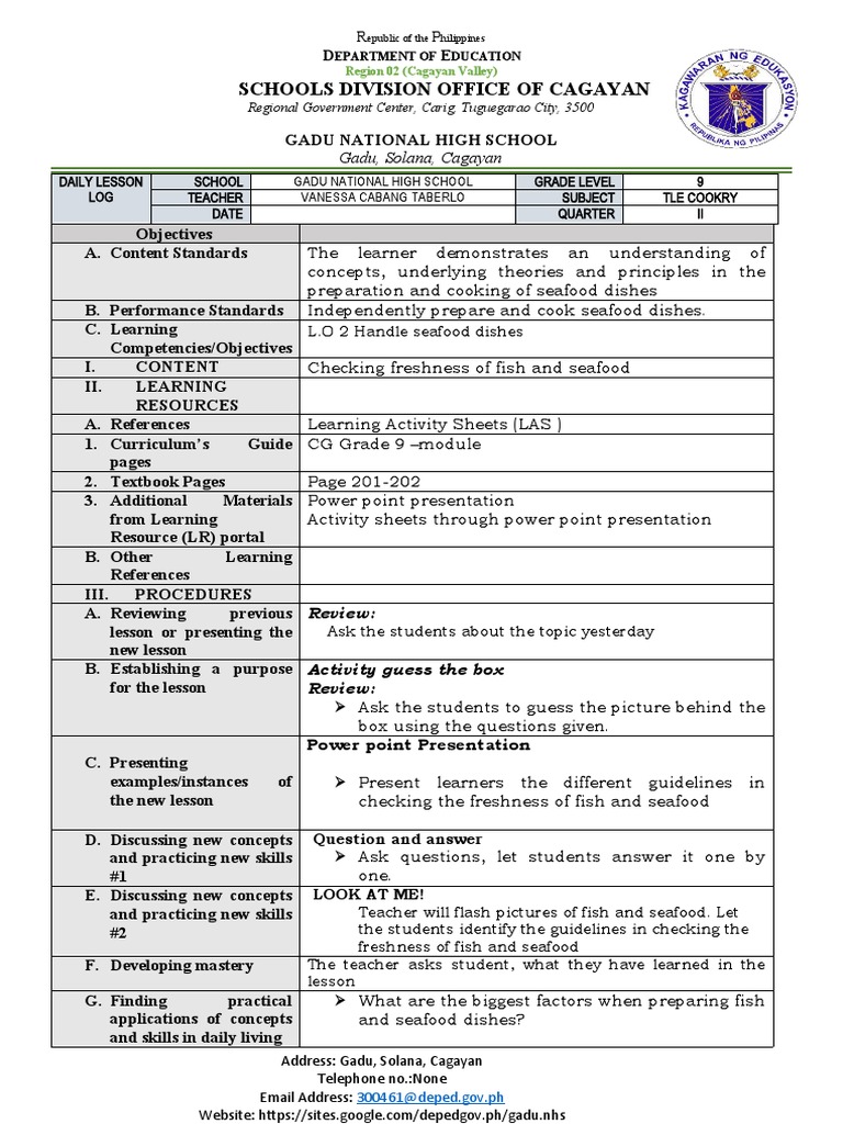 Checking the Freshness of Fish and Seafood: A Daily Lesson Log on ...