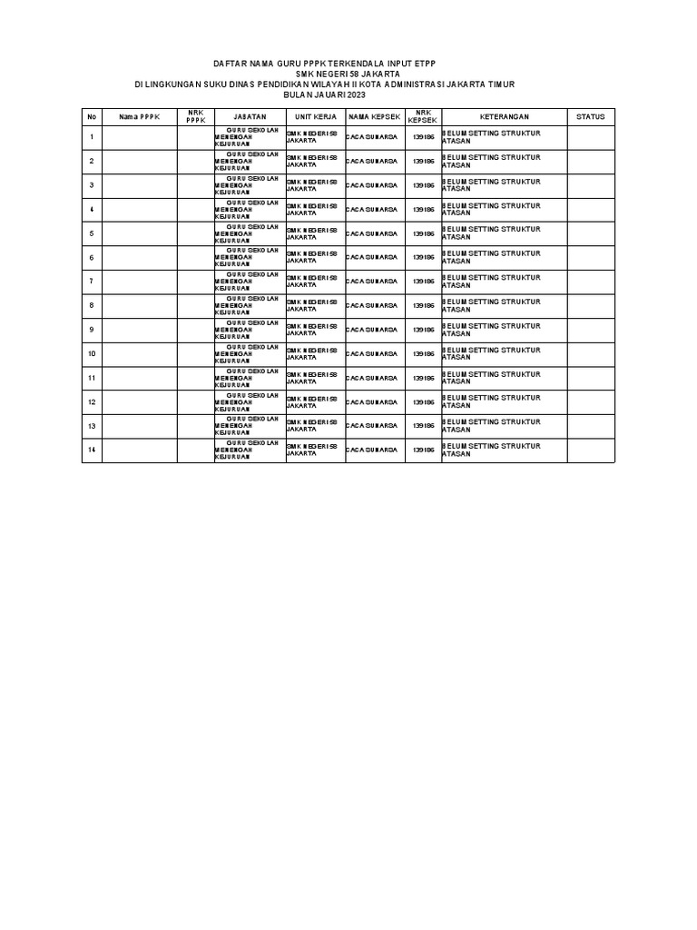 Kendala Input Etpp PPPK Jt2 - Jan 2023 | PDF