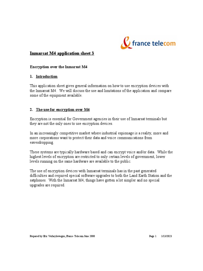 NERA Encryption InmarM4 | PDF | Encryption | Telecommunications