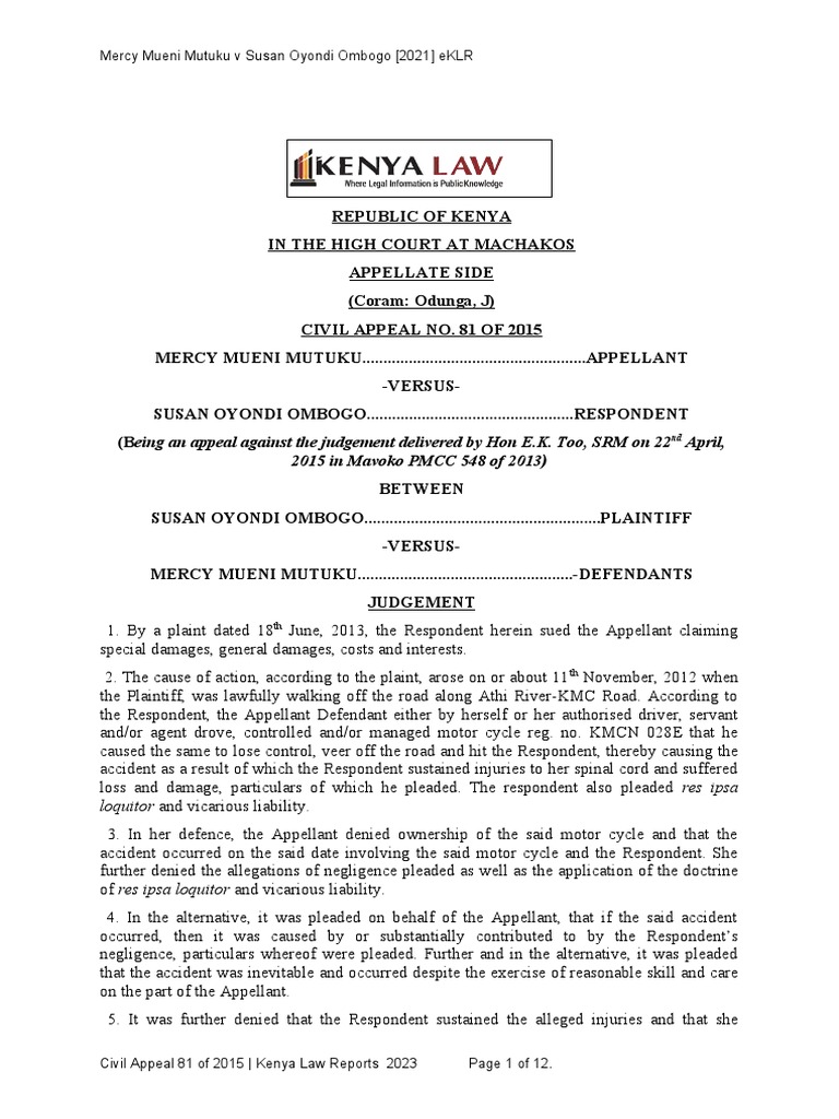 Civil Appeal 81 of 2015 | PDF | Burden Of Proof (Law) | Evidence (Law)