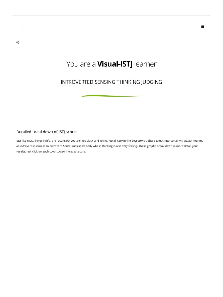 I Am A Visual-ISTJ Learner - Language Learning Style Quiz - Live Lingua | PDF | Learning ...