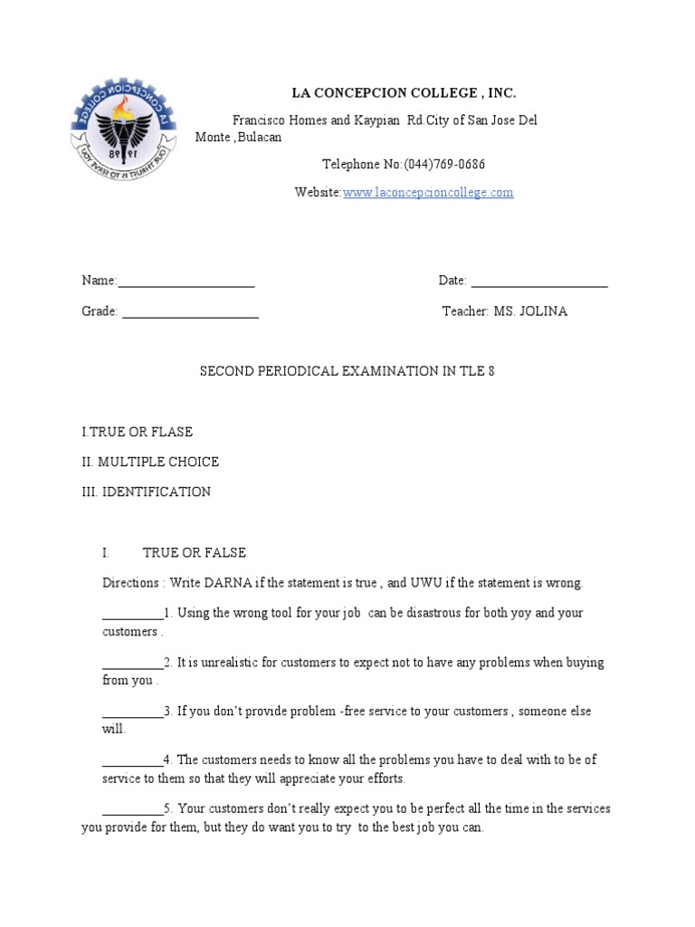 2nd Periodical Exam in Tle 8 | PDF | Entrepreneurship | Taxes