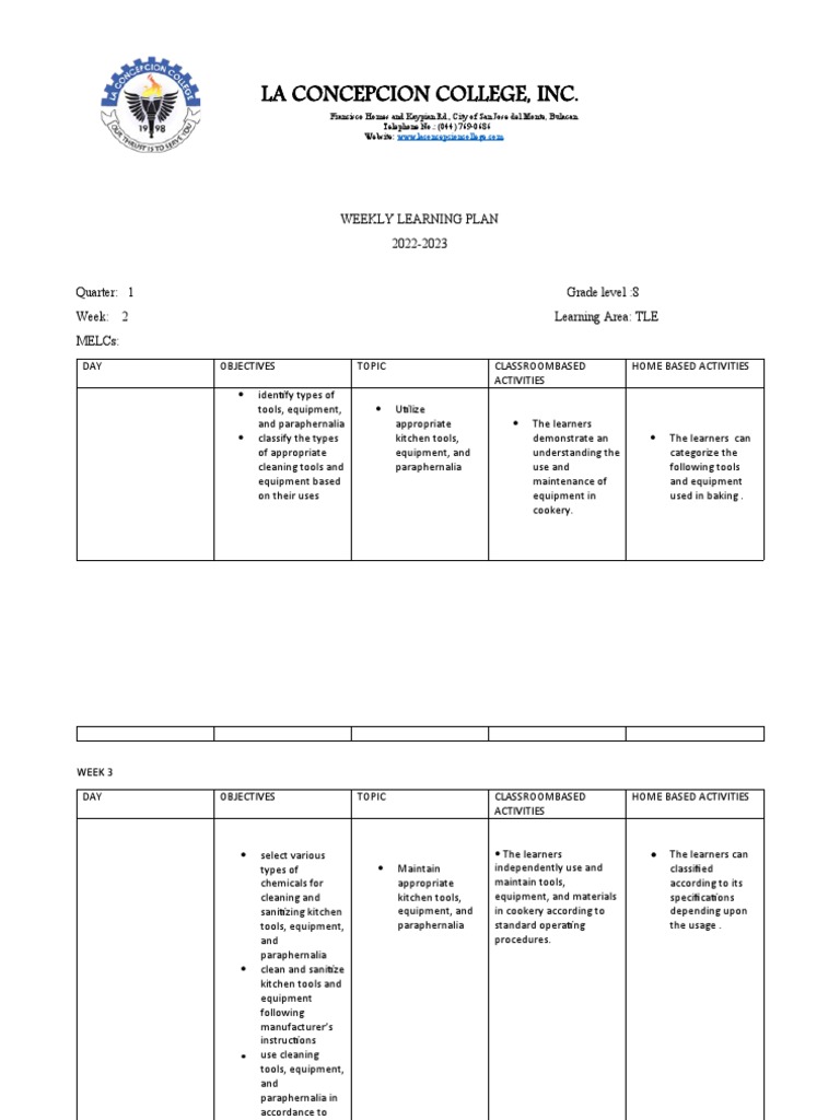 Tle 8 Learning Plan | PDF | Occupational Safety And Health | Risk