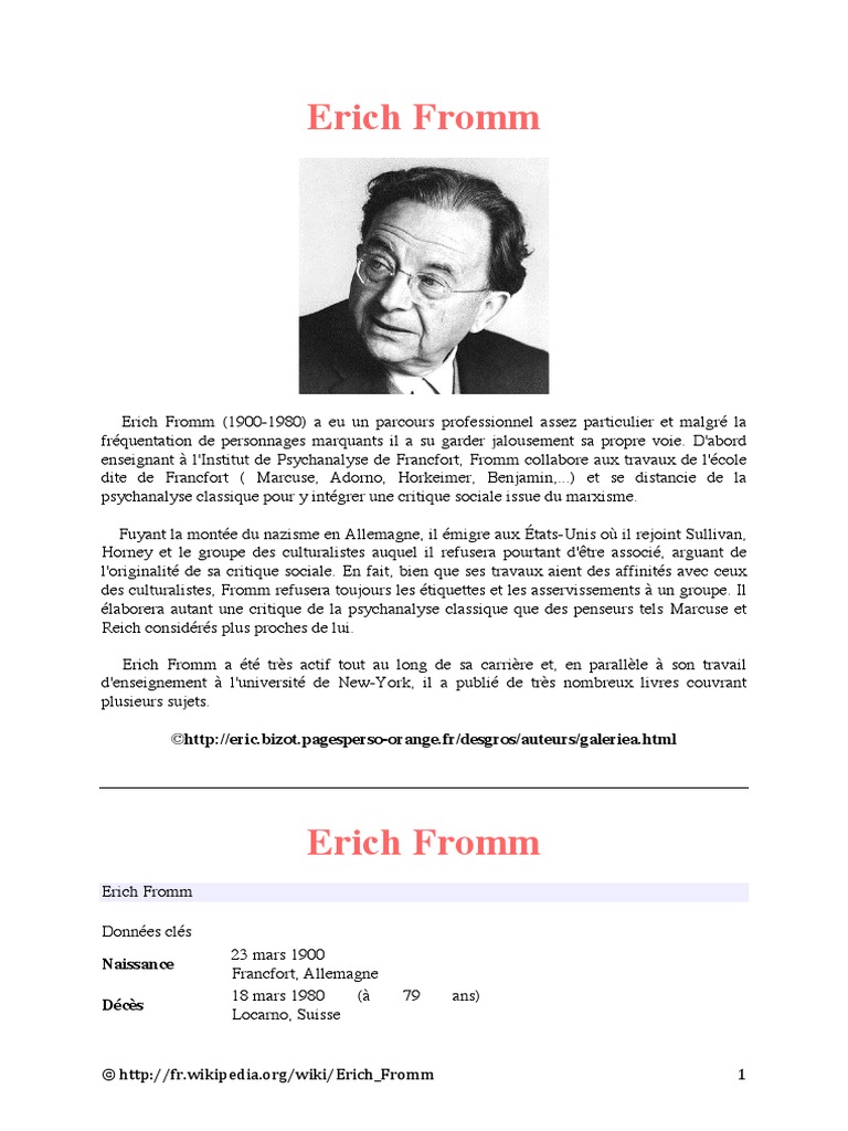 Erich Fromm 1 | PDF | Erich Fromm | Psychologie