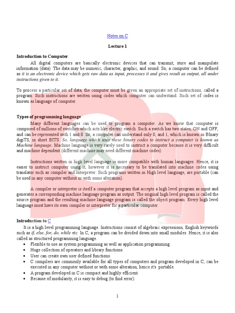 C Hand Written Note | PDF | Computer Program | Programming