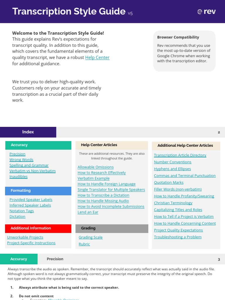Transcription Style Guide v5 | PDF | Word | Rubric (Academic)