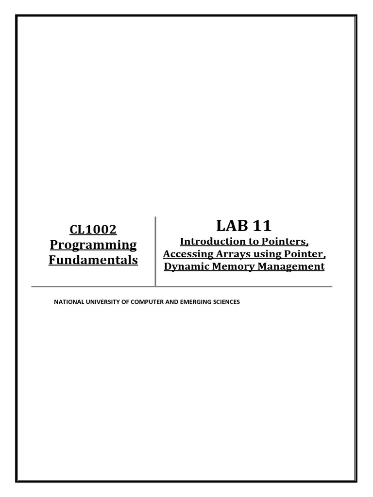 Lab Manual-11 | PDF | Pointer (Computer Programming) | Array Data Structure