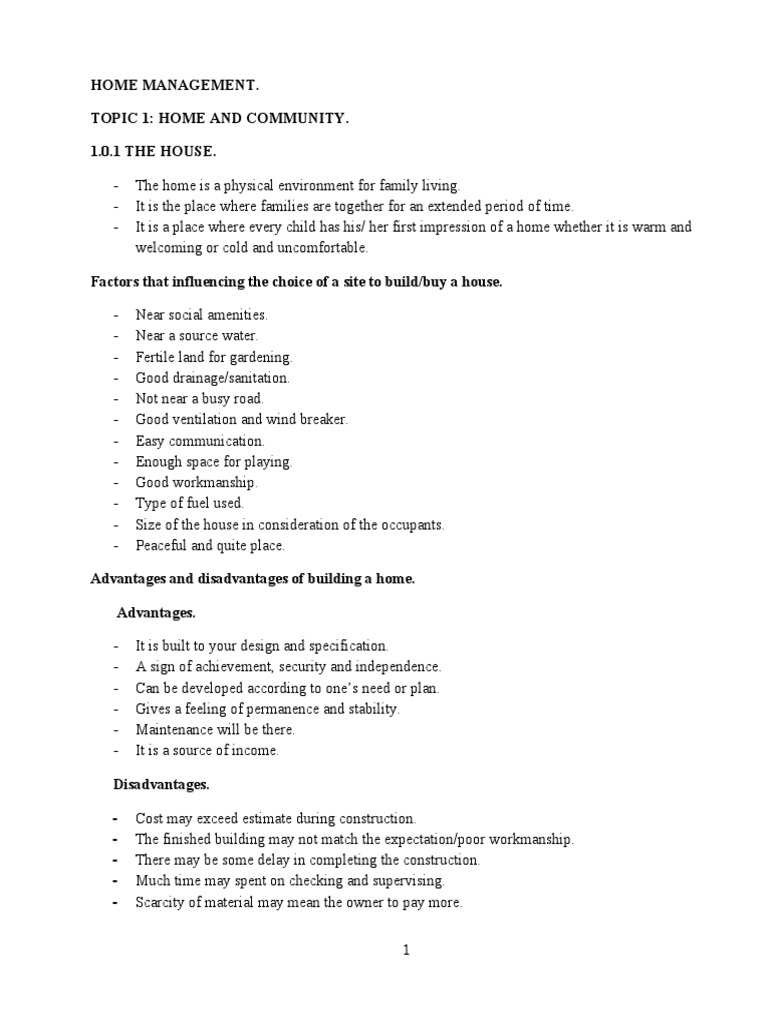 Home Management: Building, Renting, and Sanitation | PDF | First Aid ...